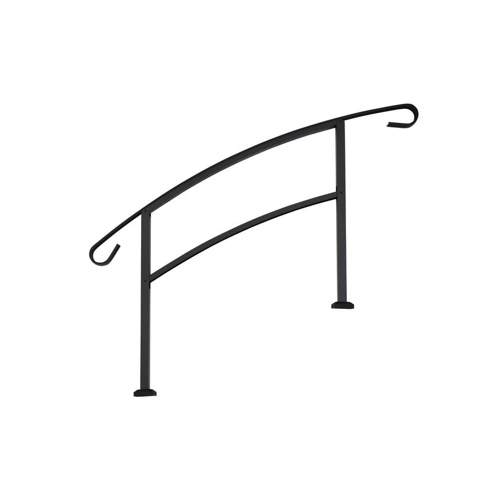 US Door and Fence Aluminum Handrail for 4 Steps Black HRFS4BLK - The ...
