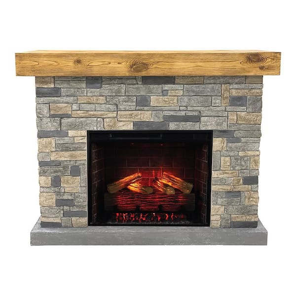 COUNTRY LIVING Dixson 55 in. Freestanding Stone Electric Fireplace ...