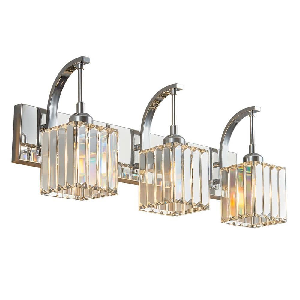 ZHLWIN Home Lighting 23.62 in. 3-Light Chrome Square Vanity Lights with ...