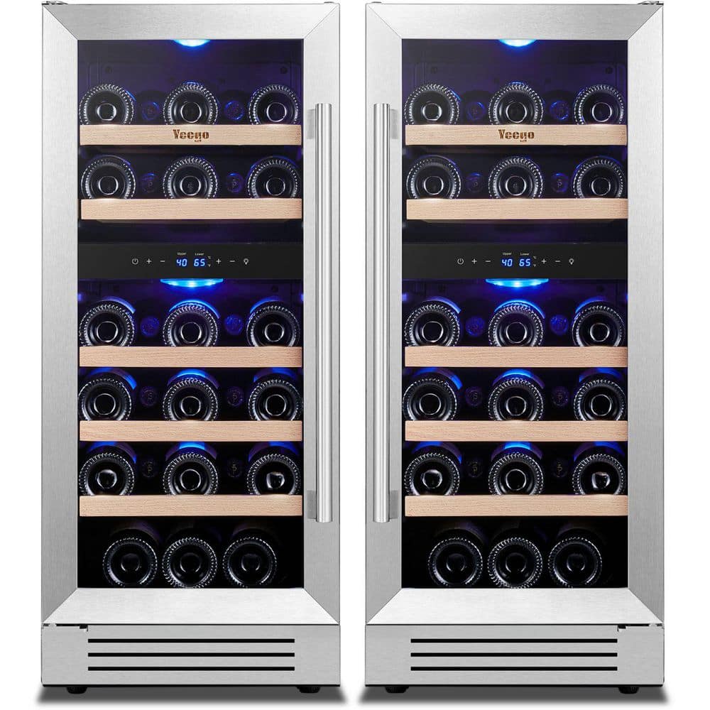 Yeego 30 in. Quad Zone 56-Bottles Wine Cooler Side-by-Side ...