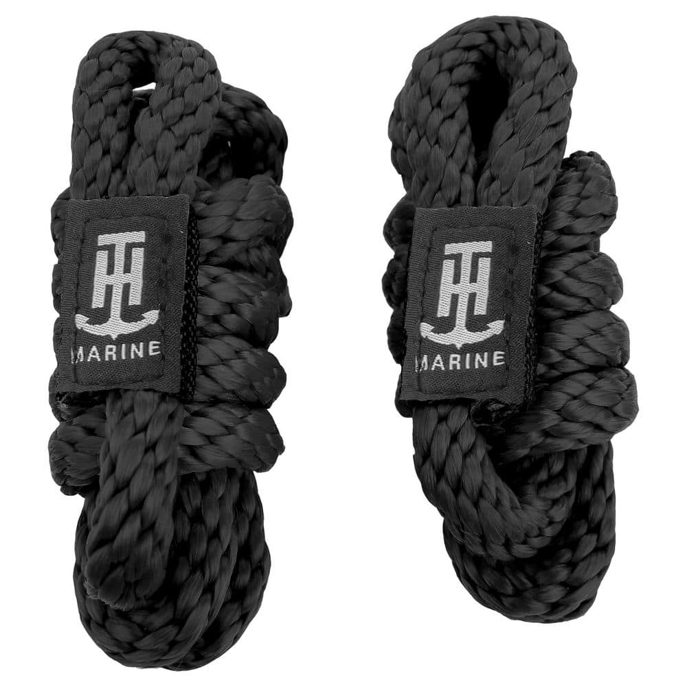 BOATING ESSENTIALS Black Solid Braid MFP Fender Lines 3/8" x 5' BE-CO ...