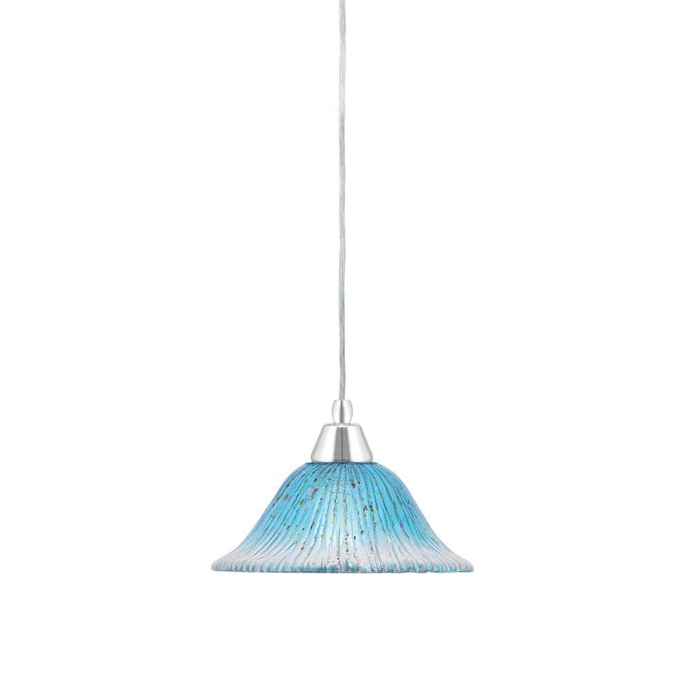 Bryson 100-Watt 1-Light Chrome Shaded Pendant Light Mini Pendant with ...