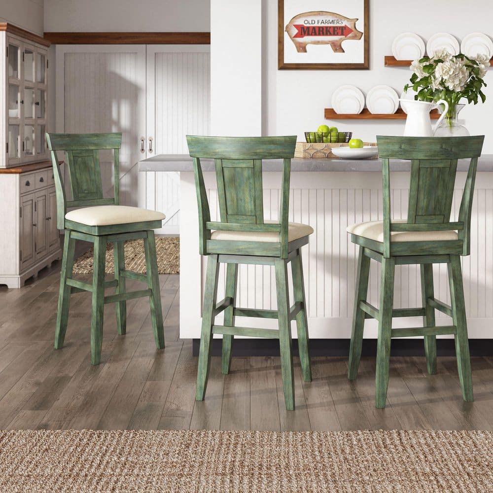 HomeSullivan Antique Sage Panel Back Wood Swivel Bar Stool 40530SW2 ...