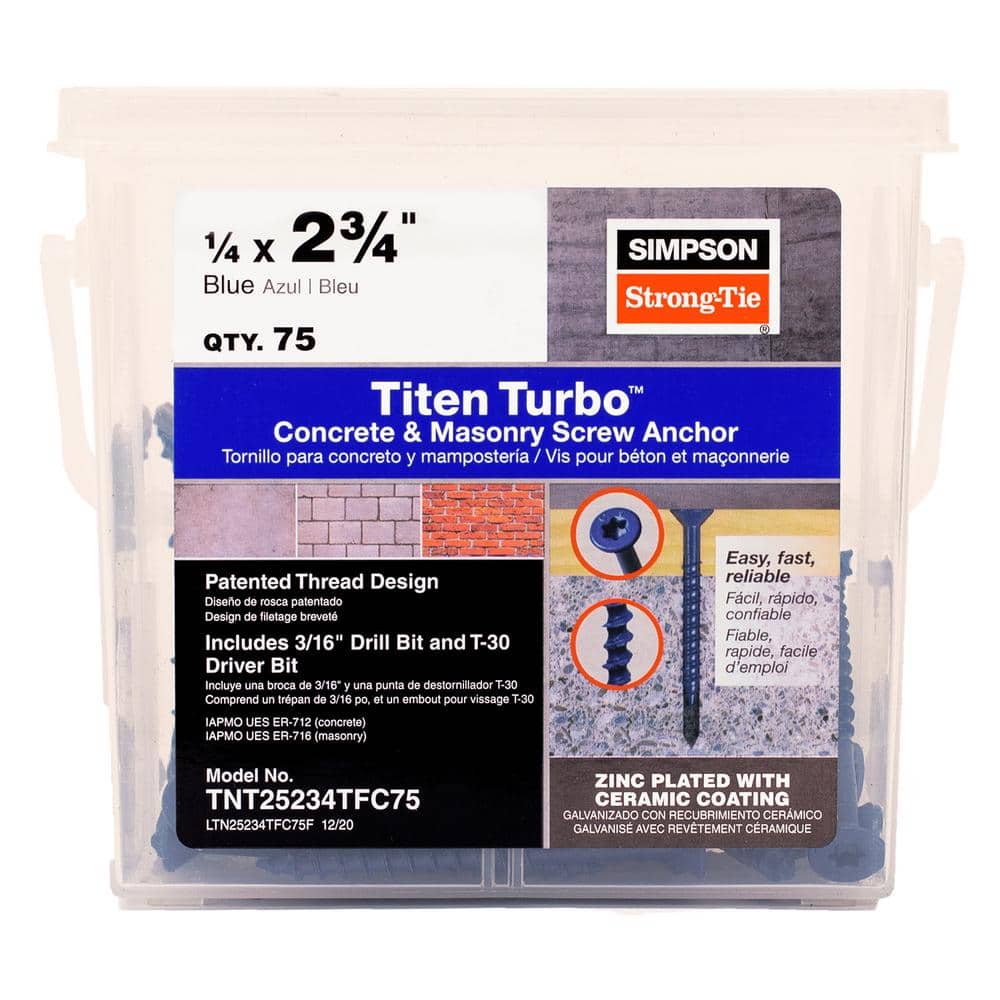 Simpson Strong-Tie Titen Turbo 1/4 in. x 2-3/4 in. 6-Lobe Flat-Head ...