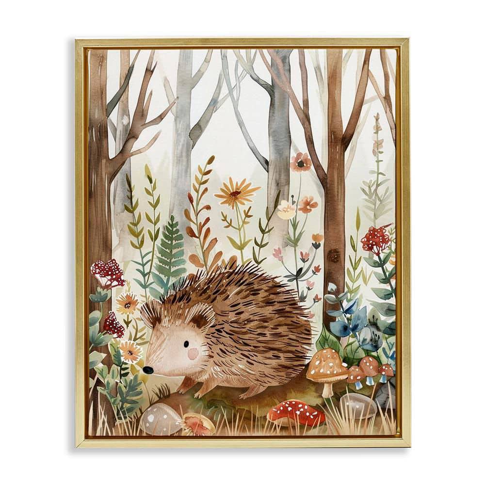 Stupell Industries Soft Woodland Hedgehog by LSR Design Studio Gold ...