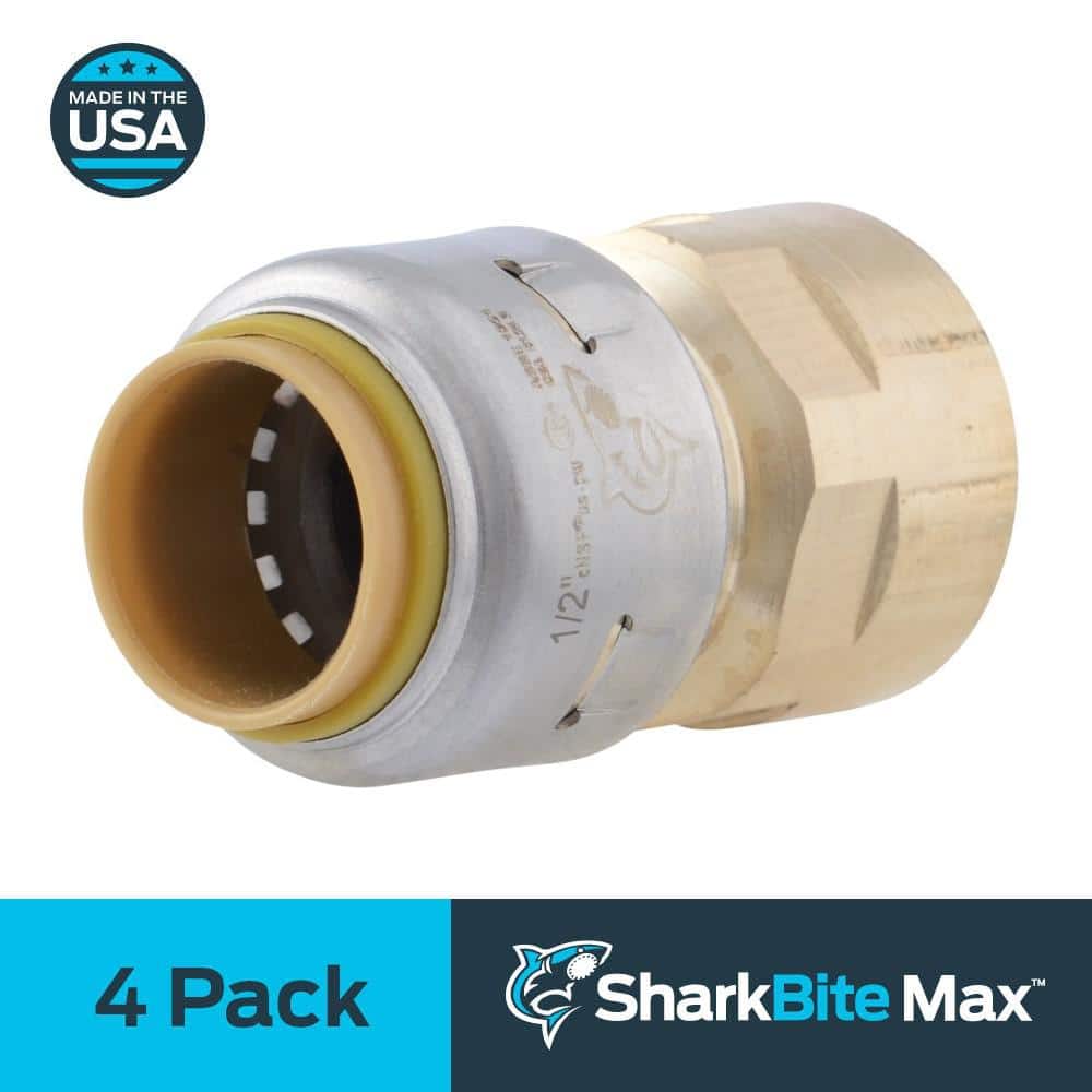 SharkBite Max 1/2 in. Push-to-Connect x FIP Brass Adapter Fitting Pro ...