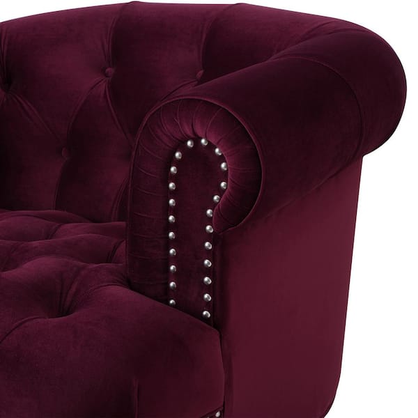 Jennifer Taylor La Rosa Traditional Velvet Tufted Burgundy Living Room Accent Arm Chair 2525 1 673