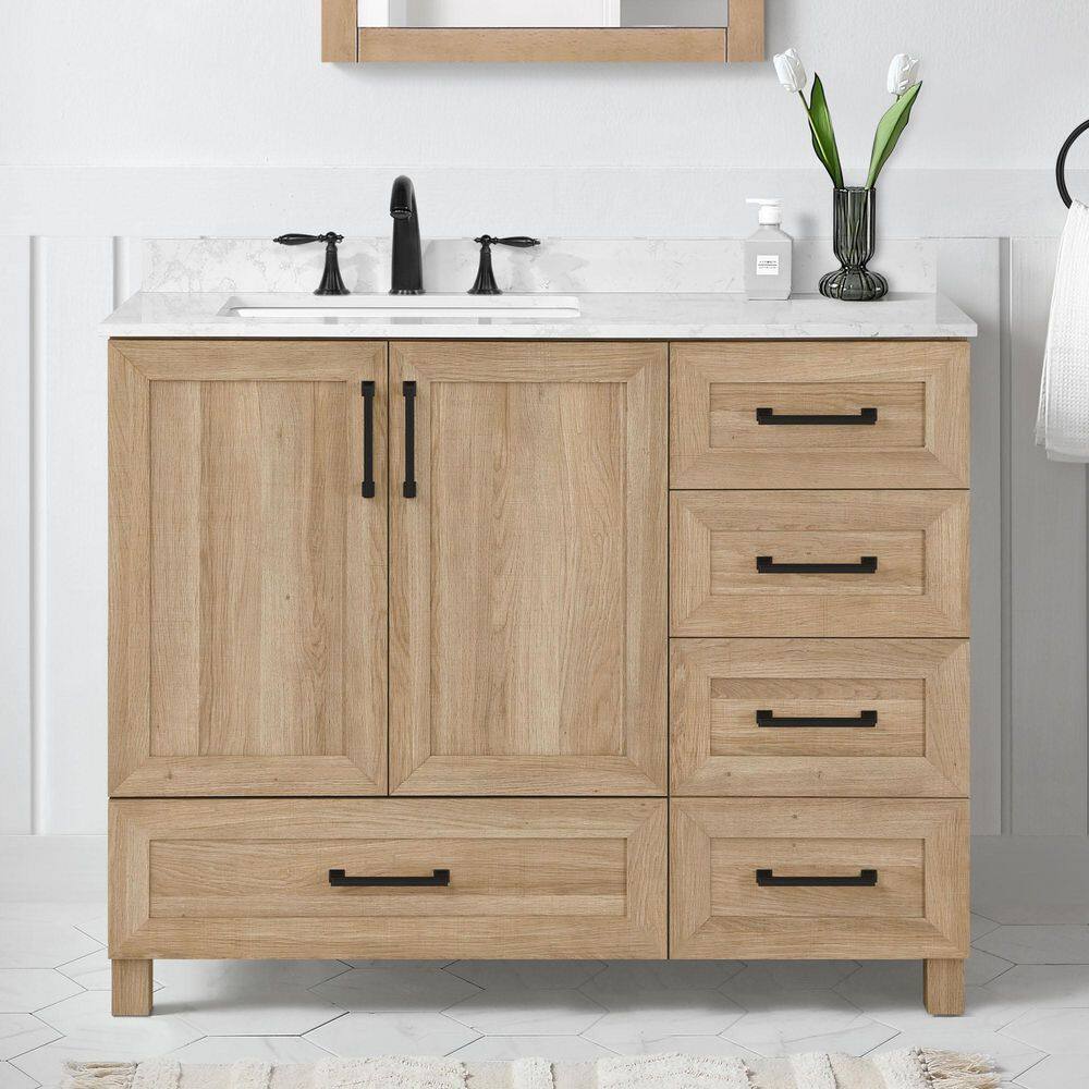 Reviews for Glacier Bay Tobana 42 in. Single Sink Weathered Tan Bath ...