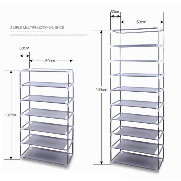 Karl home 62.99 H 27 Pairs 1 Tier Gray Fabric Shoe Rack 302589543825 The Home Depot