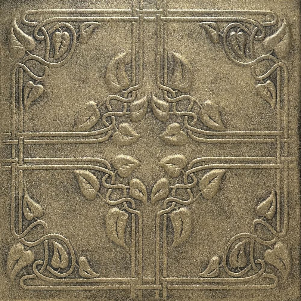 A La Maison Ceilings Ivy Leaves Antique Gold 1.6 ft. x 1.6 ft ...