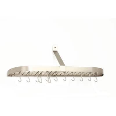 Old Dutch 15.5 in. x 19 in. x 48 in. Oval Satin Nickel Pot Rack with 24 ...