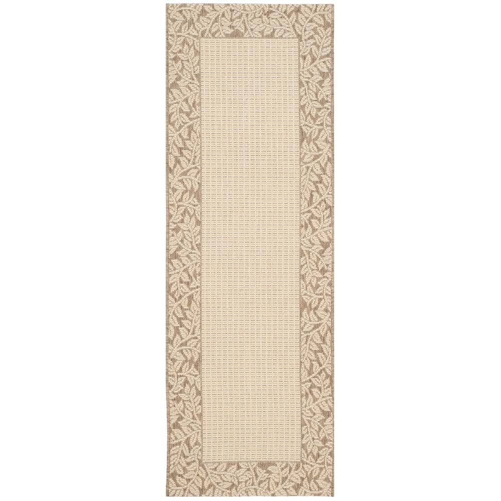 SAFAVIEH Courtyard Natural/Brown 2 ft. x 7 ft. Border Indoor/Outdoor ...