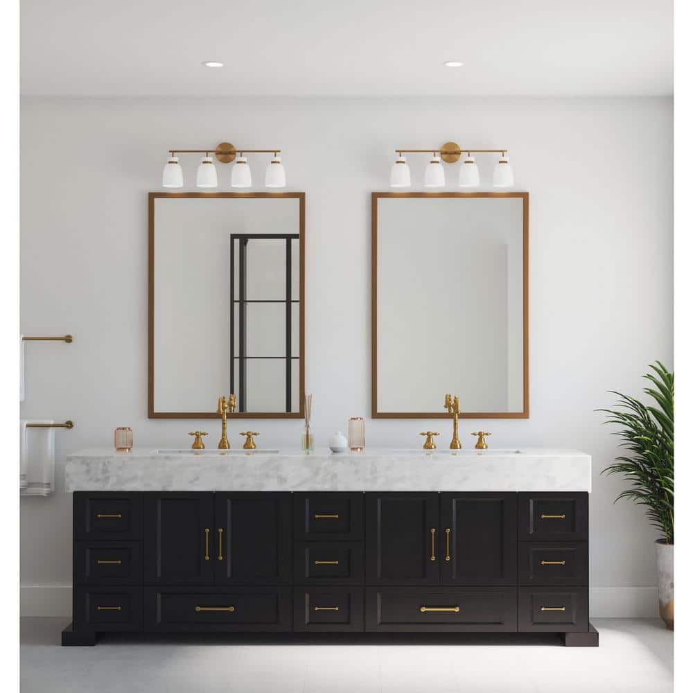 Progress Lighting Lexie 30 in. 4-Light Brushed Gold Vanity Light with ...