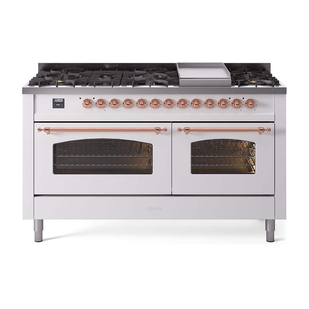 ILVE Nostalgie II 60 in. Dual Fuel Natural Gas Range with 9-Burnerss ...