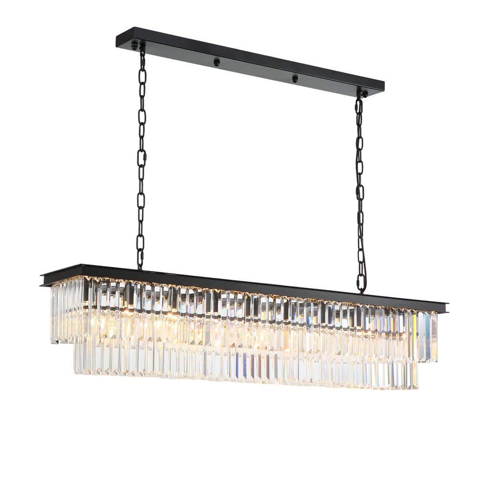 Pacific Core 8-Light Black Modern K9 Crystal Chandelier for Dining Room ...
