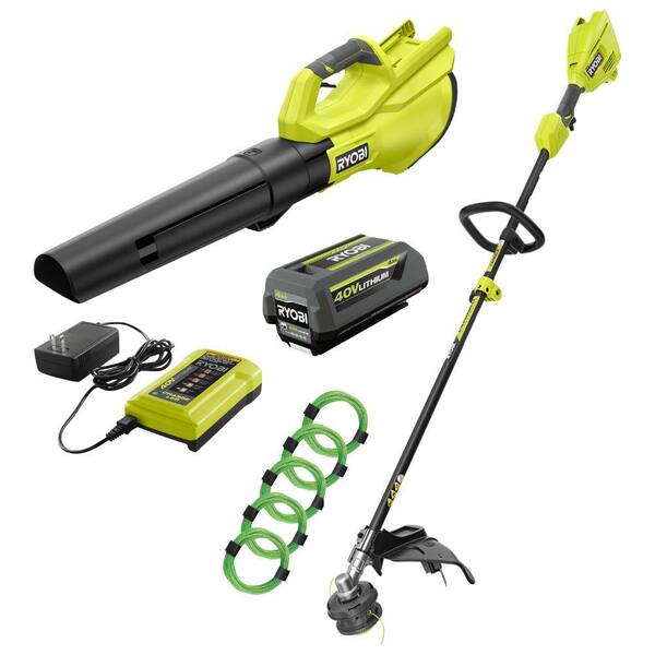 RYOBI 40V Cordless Attachment Capable String Trimmer, 550 CFM 120 MPH ...