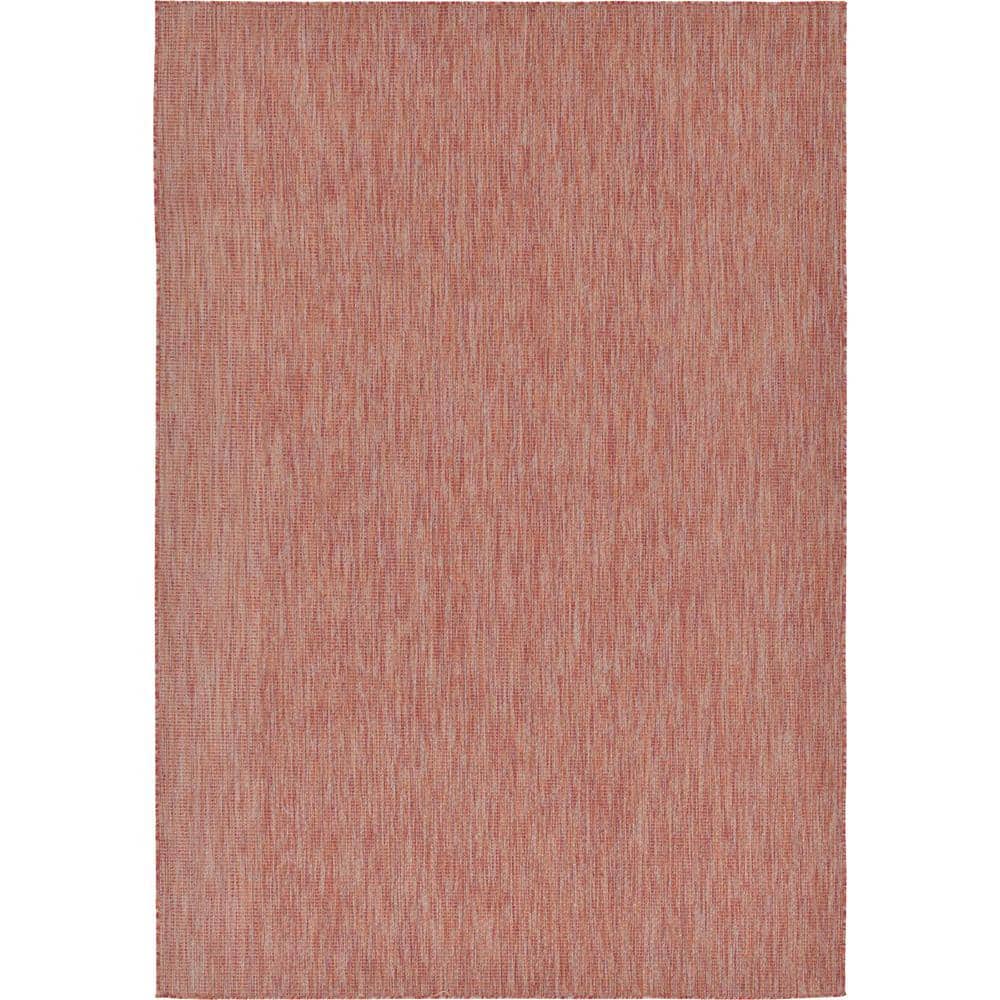 Unique Loom Outdoor Solid Rust Red 7' 0 x 10' 0 Area Rug 3128966 - The ...