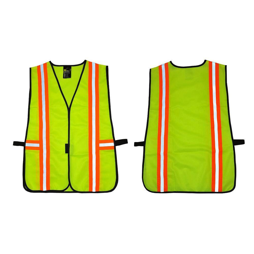 G & F Products Lime Green All Industrial Safety Vest with Reflective ...