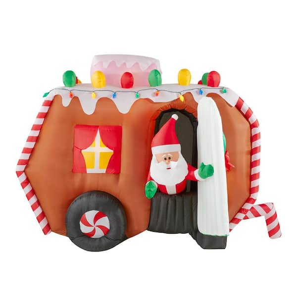 Airblown 5.67 ft. Animated Inflatable Gingerbread Trailer 37289 - The ...