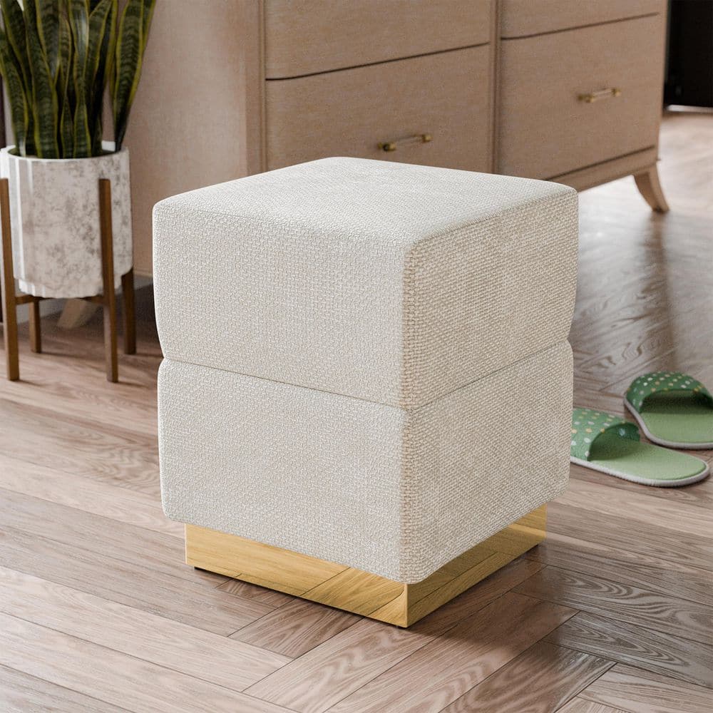 Furniture of America Ponzu Modern Beige Chenille Fabric Square Accent ...