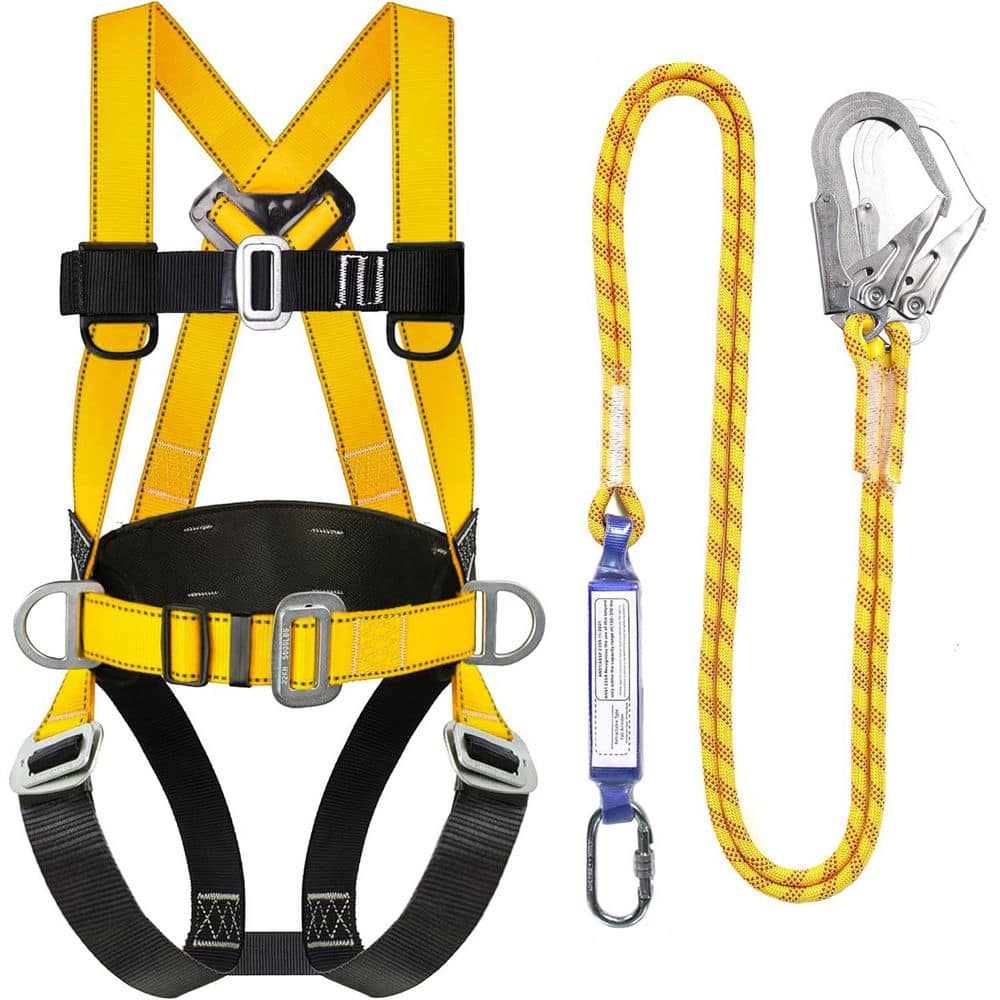 KIWDZFU Fall Protection Kit with Shock Absorbing Lanyard, Full Body ...
