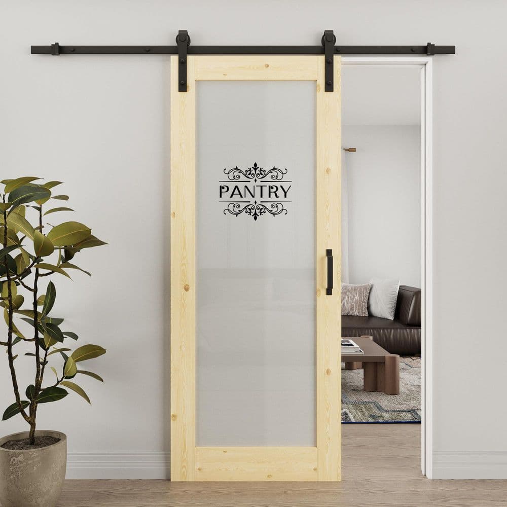 ARK DESIGN 32 in. x 80 in. 1-Lite Frosted Glass Unfinished Primed MDF ...