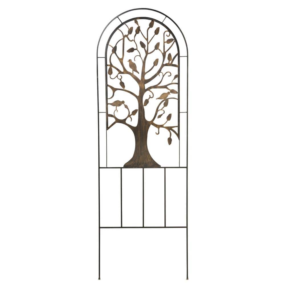 Evergreen Tree of Life 72 in. Metal Arched Antique Copper Garden ...