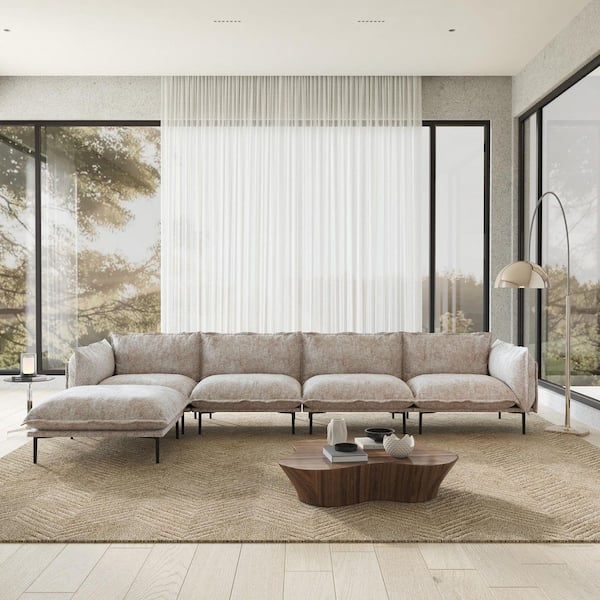 Magic Home Minimalist 147 in. 5-Piece Tapered Arm Velvet Sectional Sofa ...