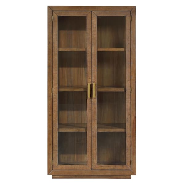 Steve Silver Garland Brown 35 in. Display Cabinet with Glass Doors ...