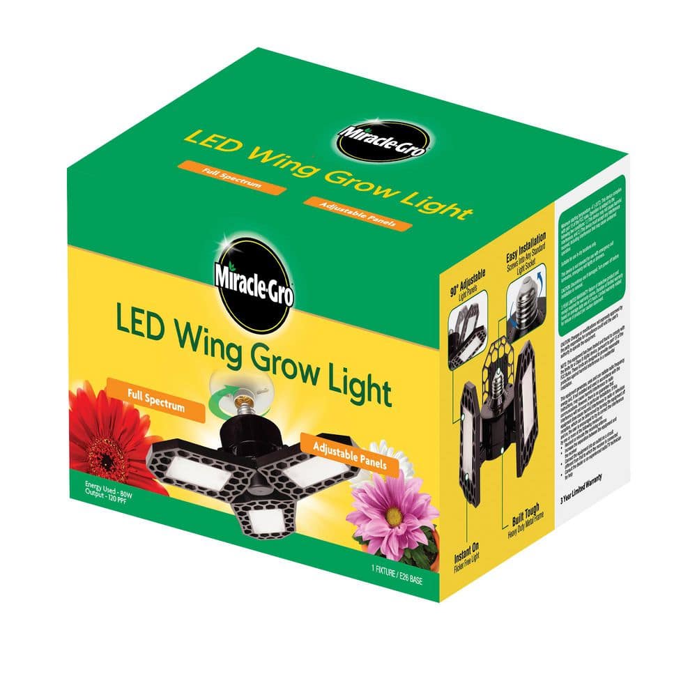 Miracle-Gro 80-Watt 120 PPF Wing Full Spectrum for Seedlings/Vegetative ...