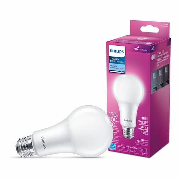 Philips 150/100/50-Watt Equivalent A21 3 Way LED Light Bulb 5000K 1-Pack 580191 - The Home Depot