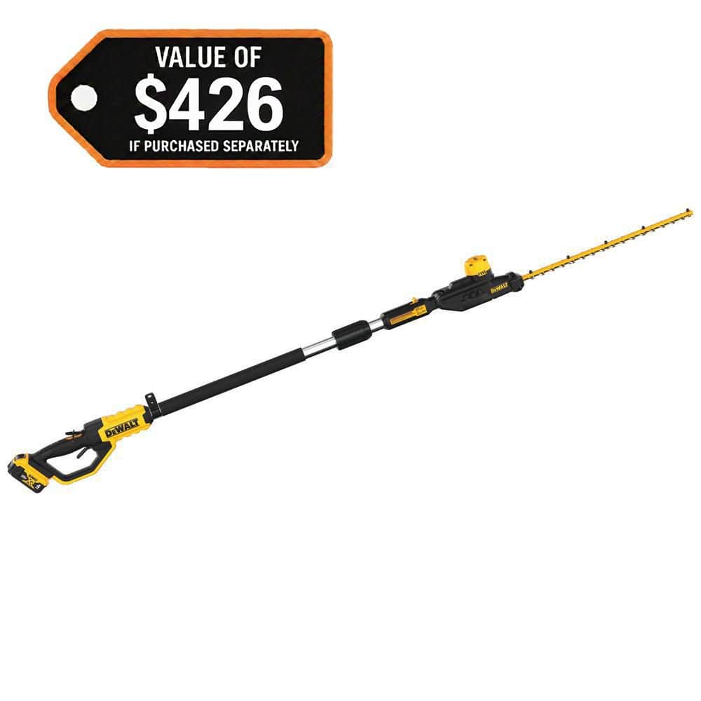 DEWALT 20V MAX 22 in. Cordless Battery Powered Pole Hedge Trimmer Kit ...