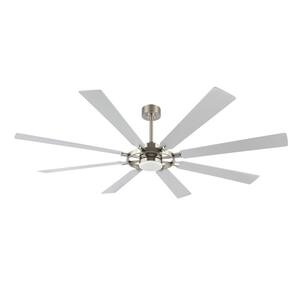 WINGBO 80 in. 8 Blades LED Indoor Nickel and Silver Ceiling Fan with ...