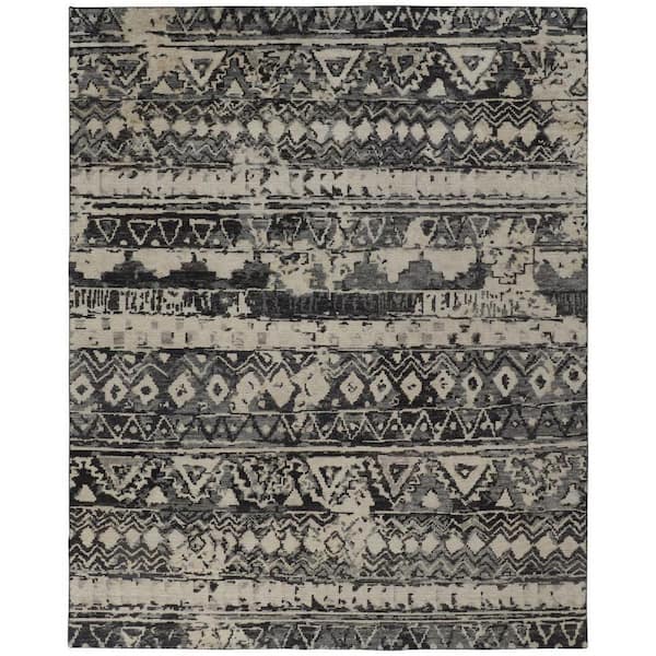 HomeRoots 2 ft. x 3 ft. Ivory, Gray, Black Abstract Area Rug 2000567532 ...