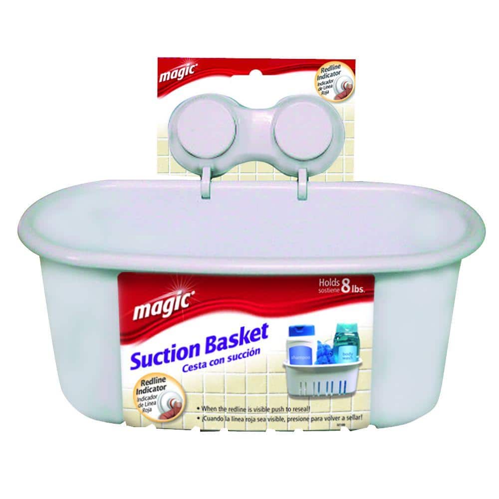 Magic Suction Shower and Bath Basket in White 1691 - The Home Depot