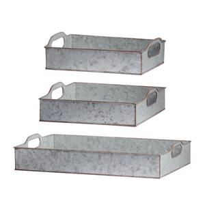 GERSON INTERNATIONAL Antique Gray Metal Trays (Set of 3) 2469970HDEC ...