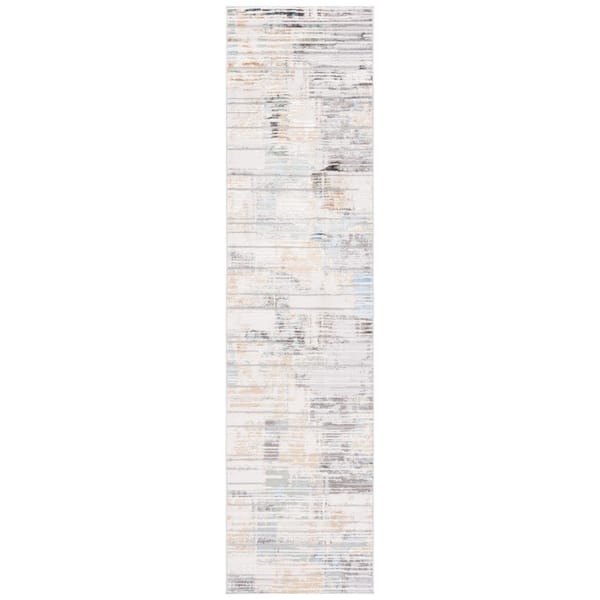 SAFAVIEH Bel Air 2 ft. x 9 ft. Dark Gray/Gold Striped Distressed Runner ...
