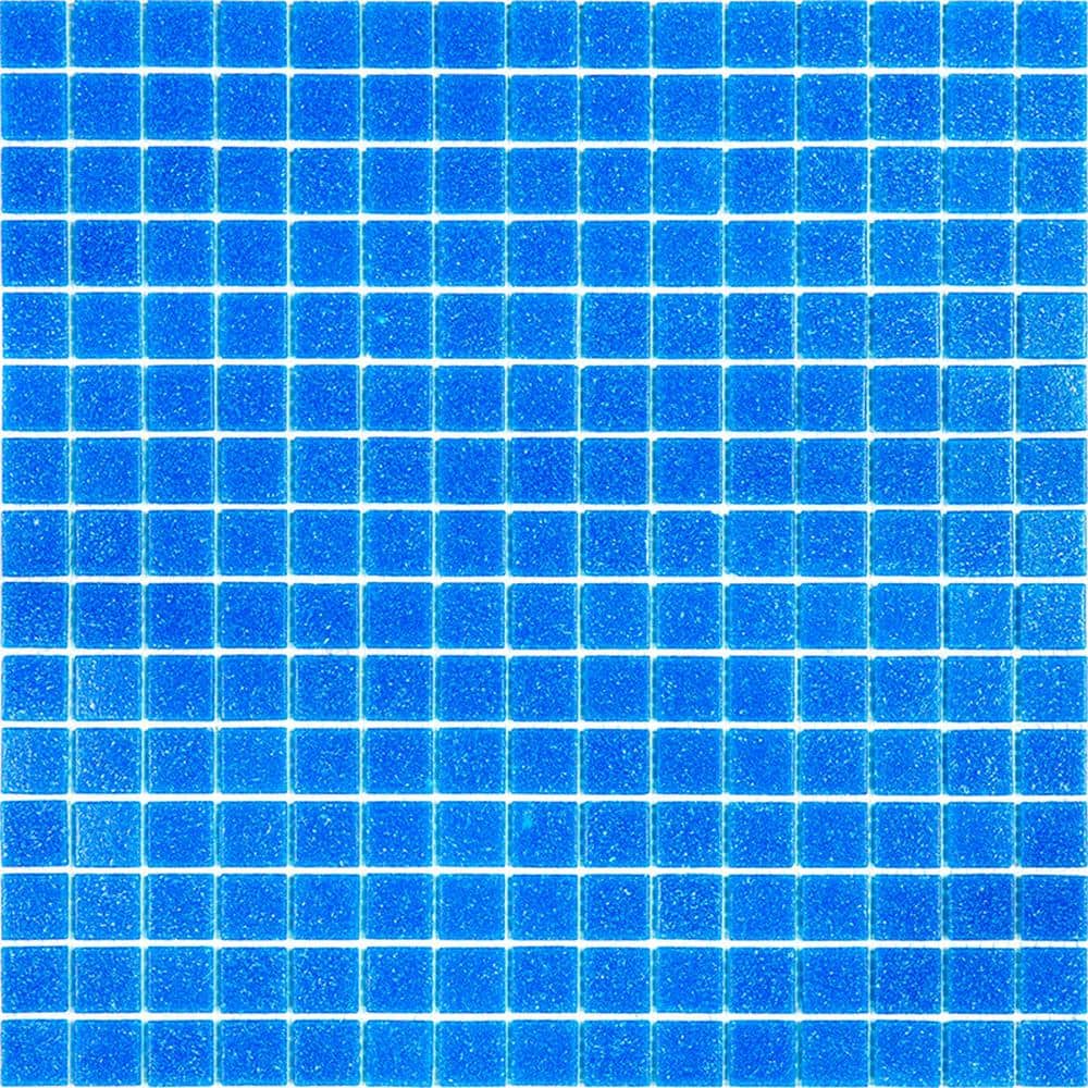 Apollo Tile Dune 4 in. x 6 in. Glossy Azure Blue Glass Mosaic Uniform ...