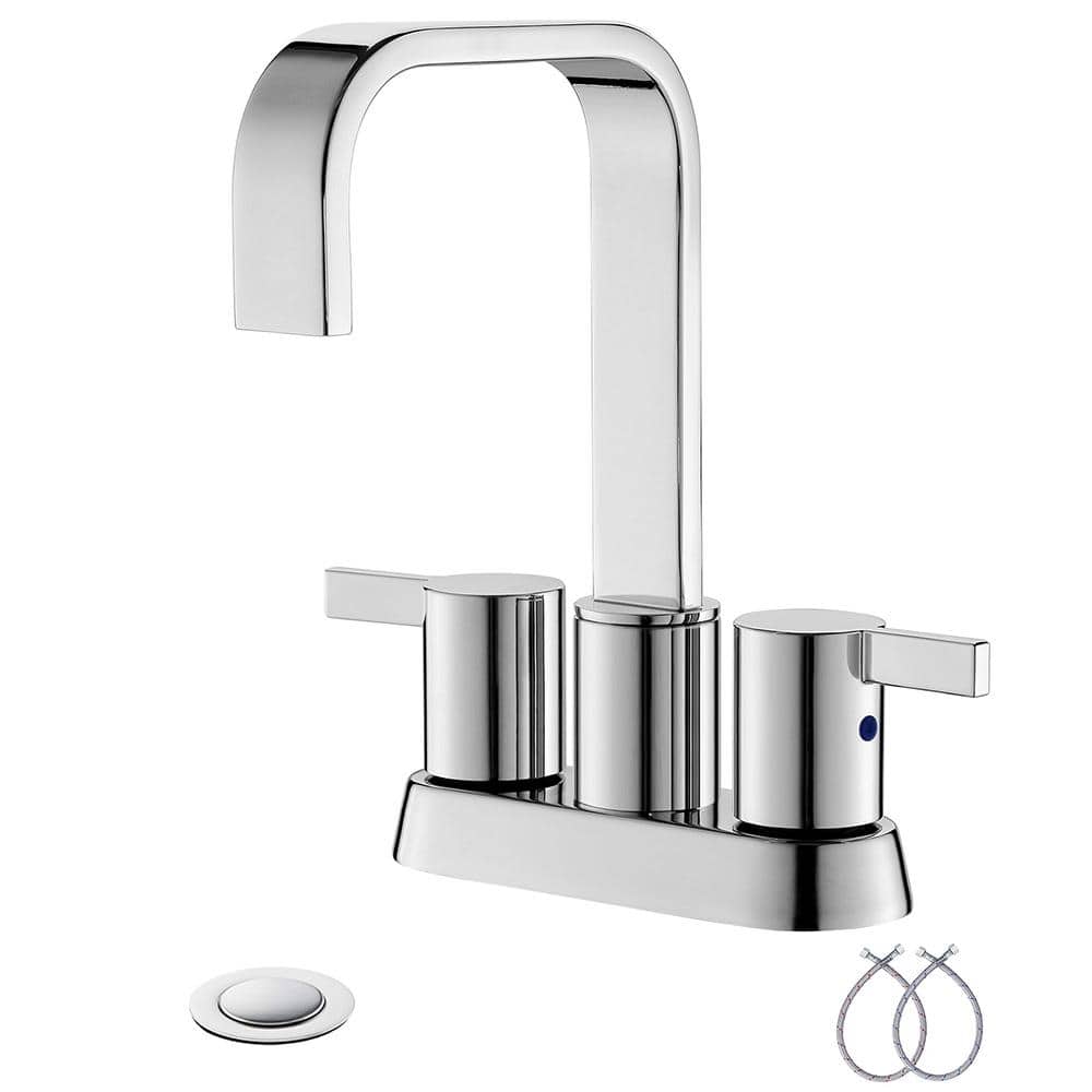 Phiestina 4 in. Center Set Waterfall Bathroom Sink Faucet, Chrome ...