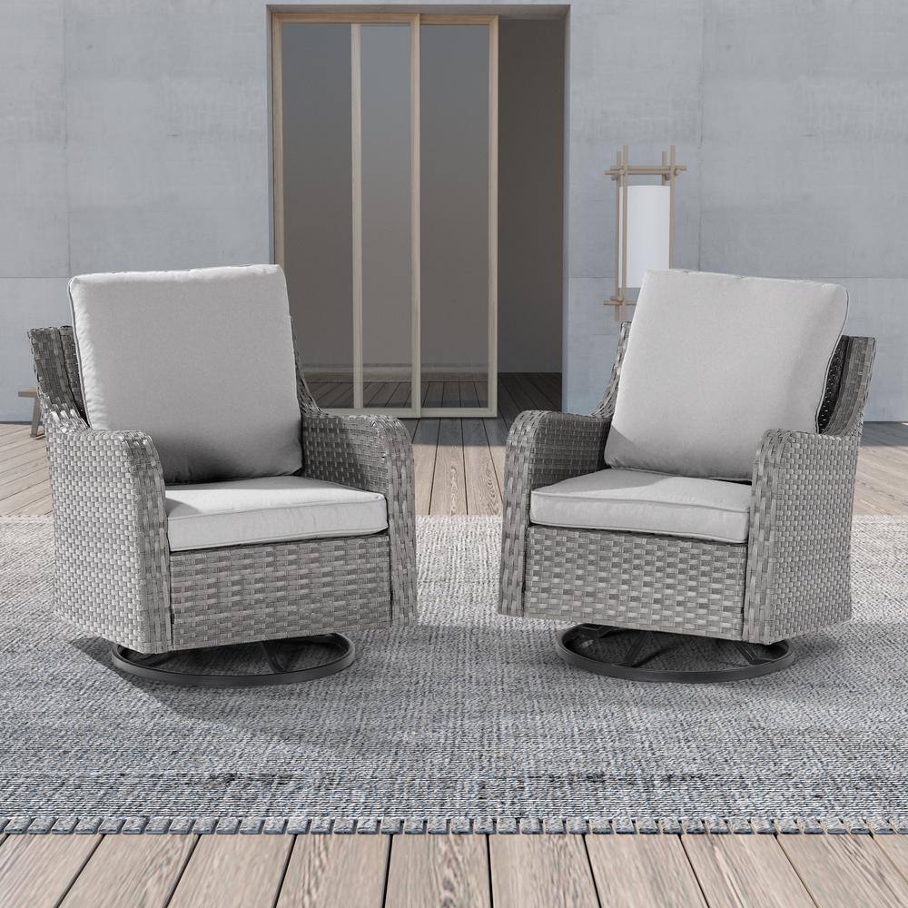 JOYESERY 2-Piece Patio Furniture Conversation Set Gray Wicker Outdoor ...