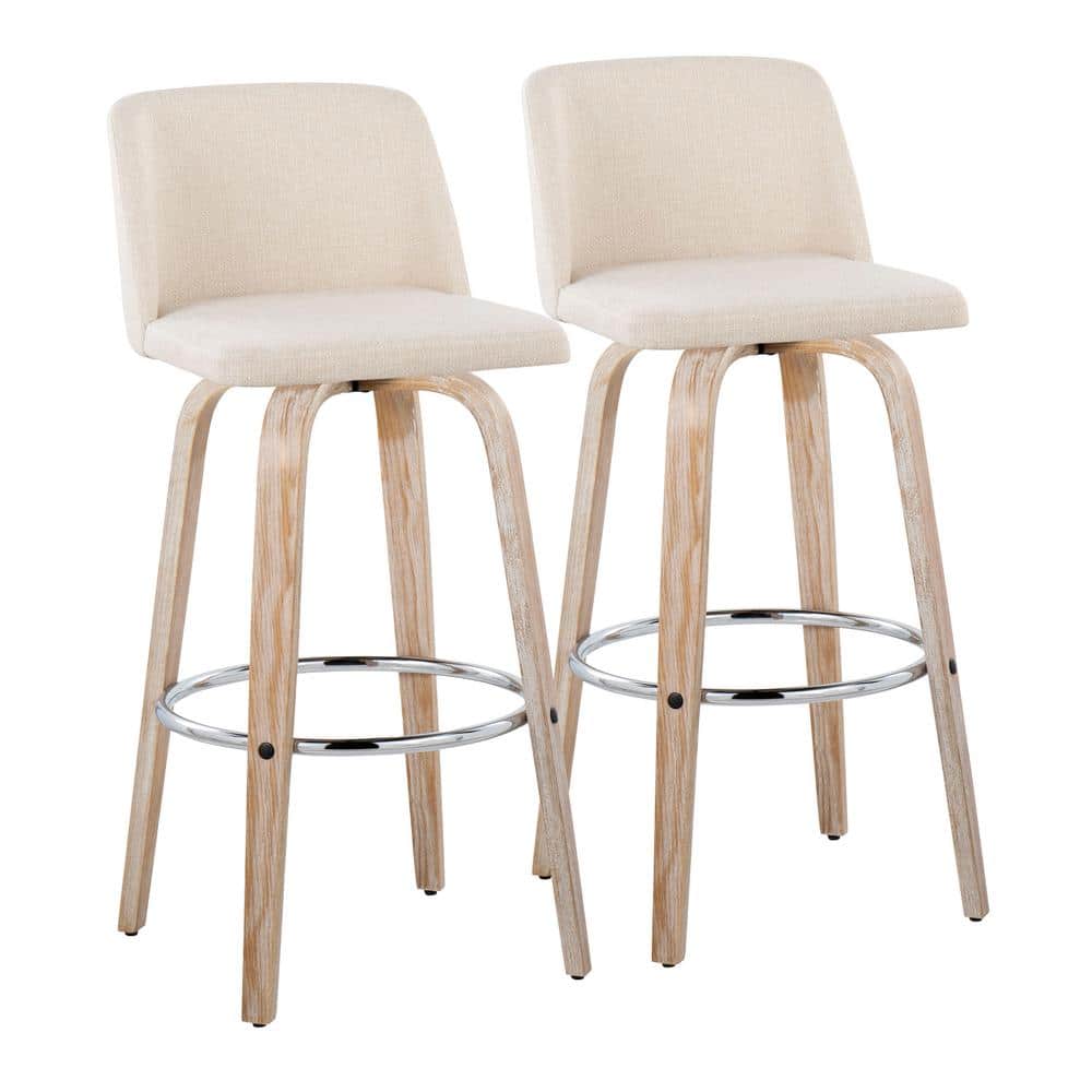 Lumisource Toriano 29.5 in. Cream Noise Fabric, Whitewash Wood and ...