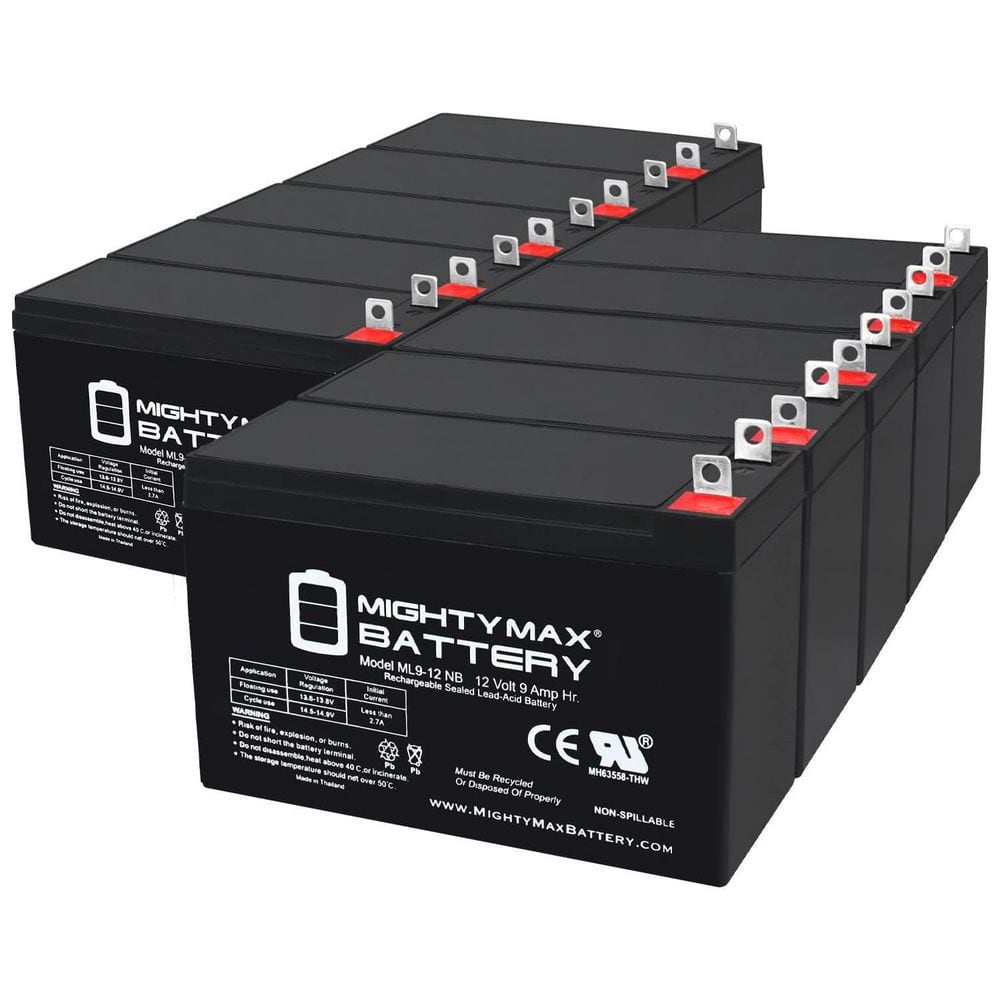 MIGHTY MAX BATTERY 12 VOLT 9 AH SLA BATTERY NB terminal-10 Pack ...