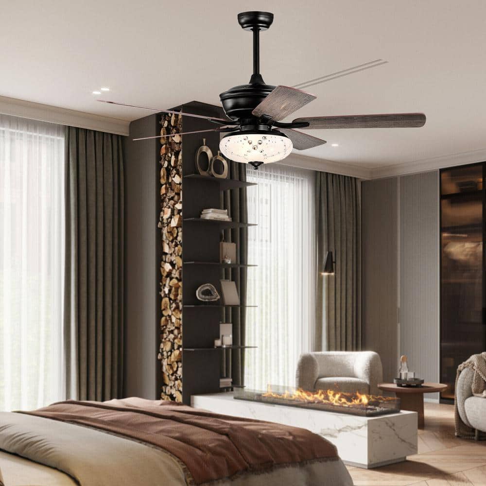 FORCLOVER 52 in. Indoor Gray Ceiling Fan with 3 Wind Speeds and 5 ...