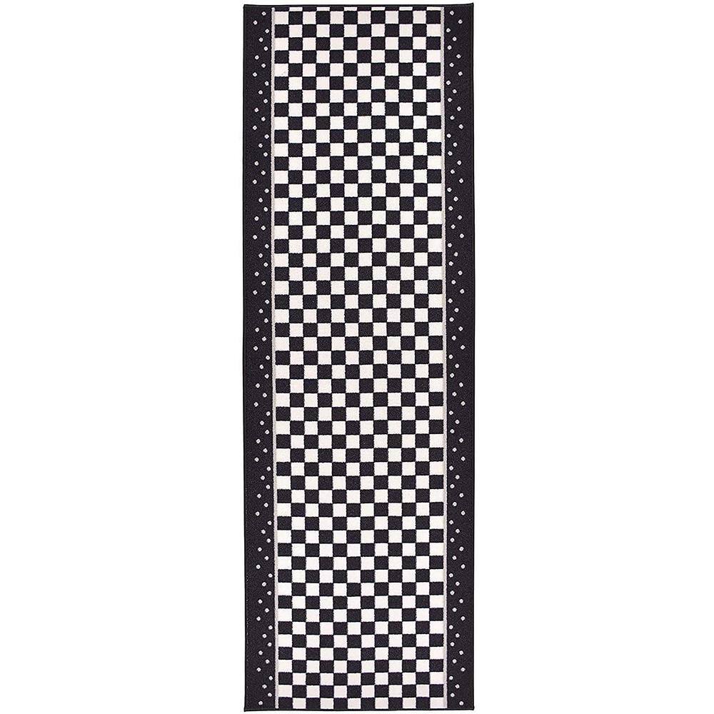 RugStylesOnline Checkered Roll Runner Cut to Size Black & White 26 ...