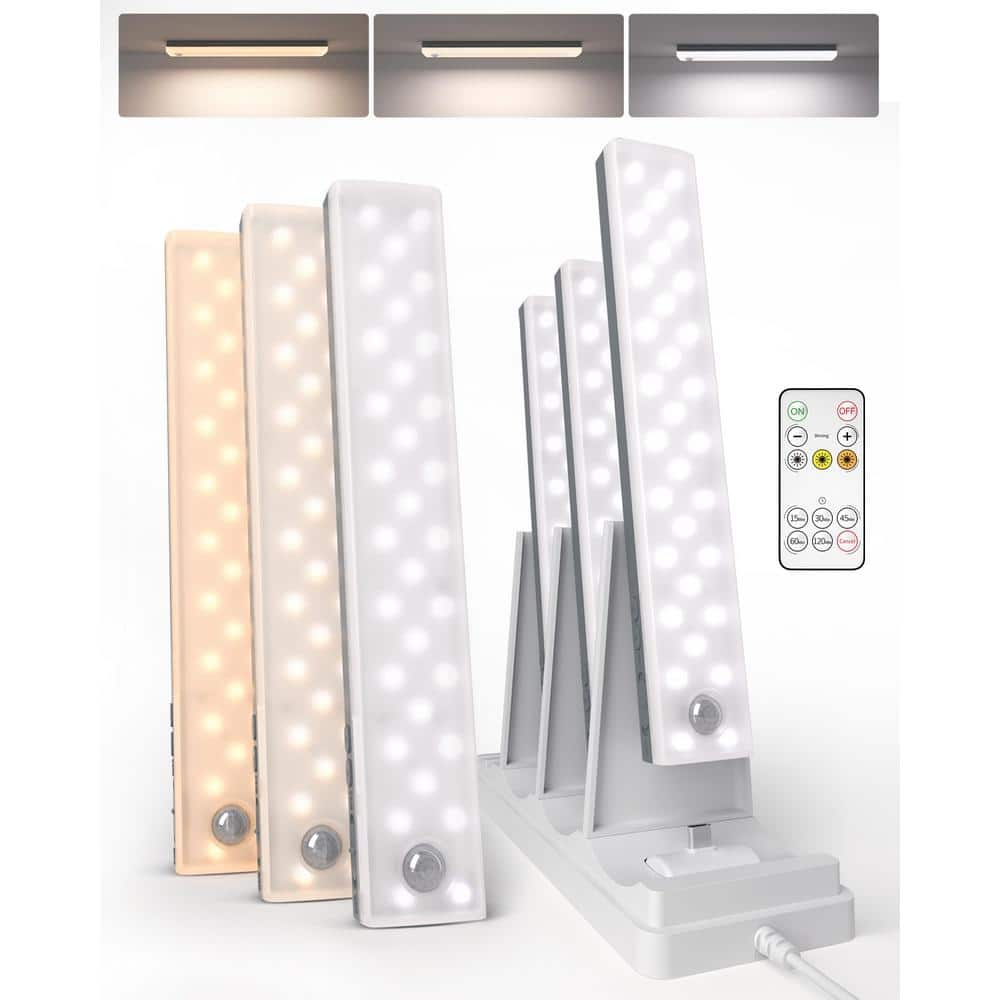 EZVALO 9.06 in. 6-Pack Battery Operated Wireless USB Charging White ...