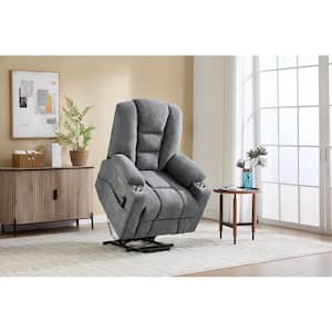 Noble House Martha Light Grey Upholstered Chenille Power Lift Recliner ...