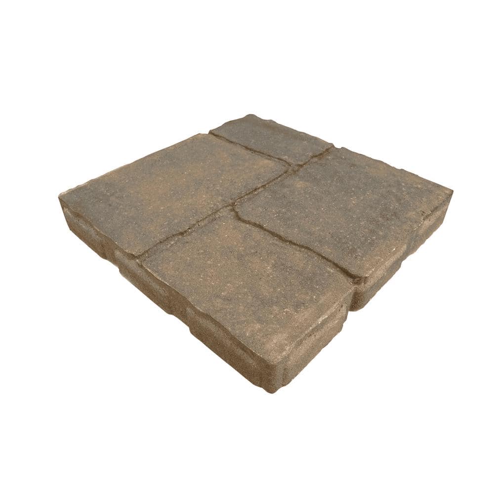 Oldcastle 15.75 in. x 15.75 in. x 2 in. 4 Cobble Tan Charcoal Concrete ...