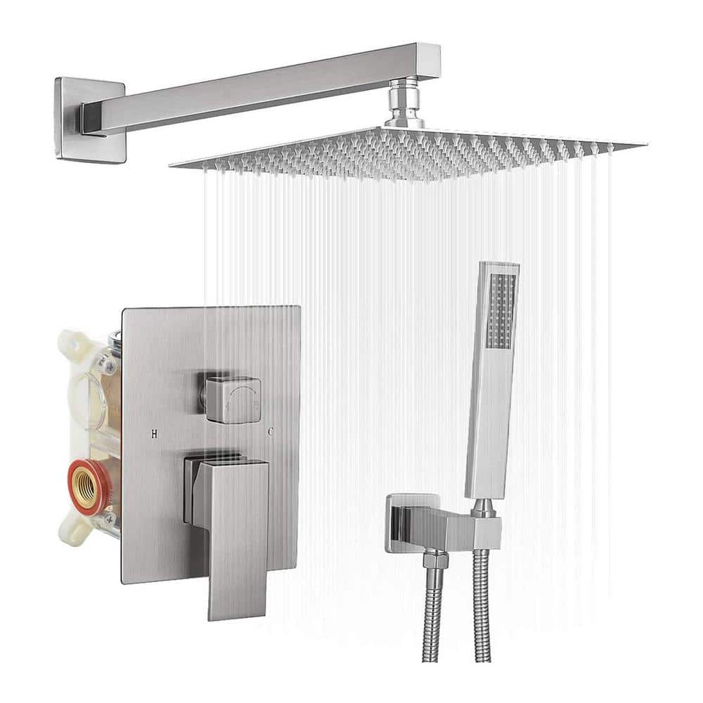 matrix decor Single-Handle 2-Spray 12 Inch Square Bathroom Shower Combo ...