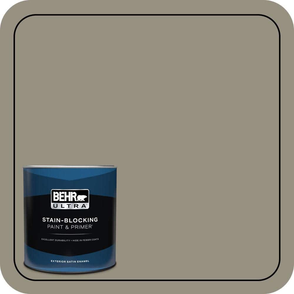 BEHR ULTRA 1 qt. #N320-5 Gray Squirrel Satin Enamel Exterior Paint ...