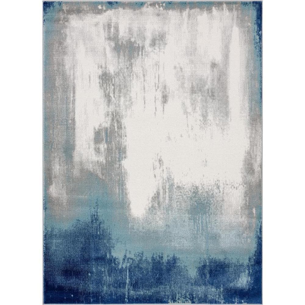 LUXE WEAVERS Victoria Collection Blue 5x7 Modern Distressed Abstract ...